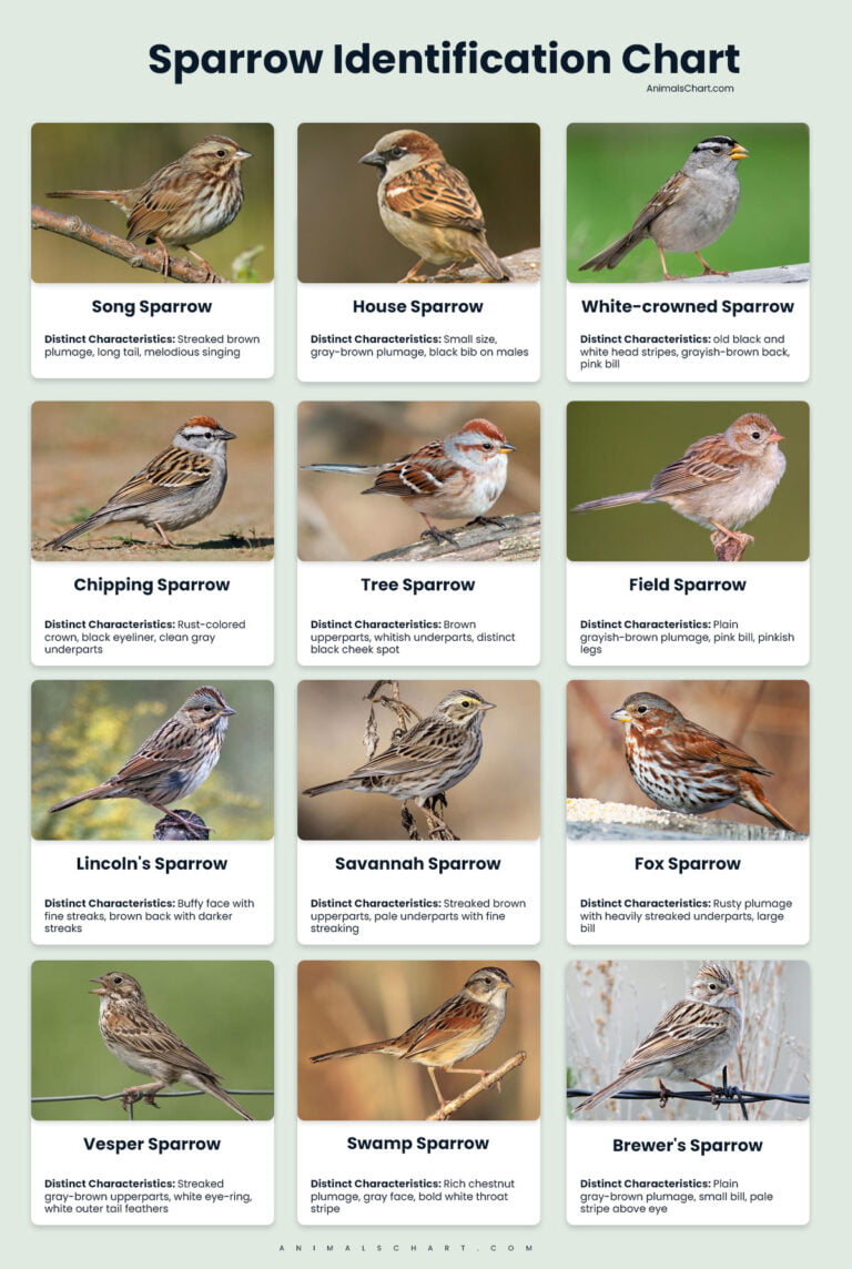 Sparrow Identification Chart: Male vs. Female Differences